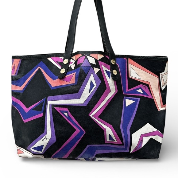 Emilio Pucci | Bags | Vintage Emilio Pucci Geometric Print Tote Made In ...